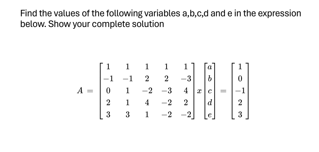 Solved Find the values of the following variables a,b,c,d | Chegg.com