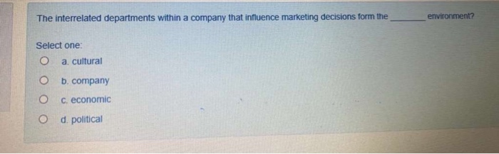 Solved The interrelated departments within a company that | Chegg.com