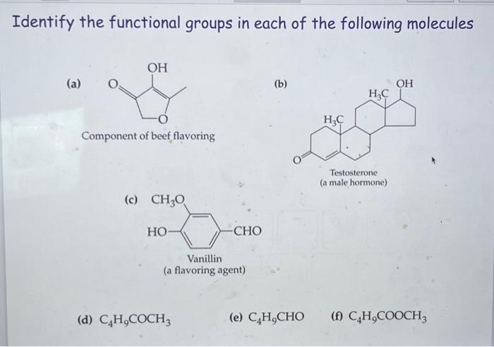 Solved Identify the functional groups in each of the | Chegg.com