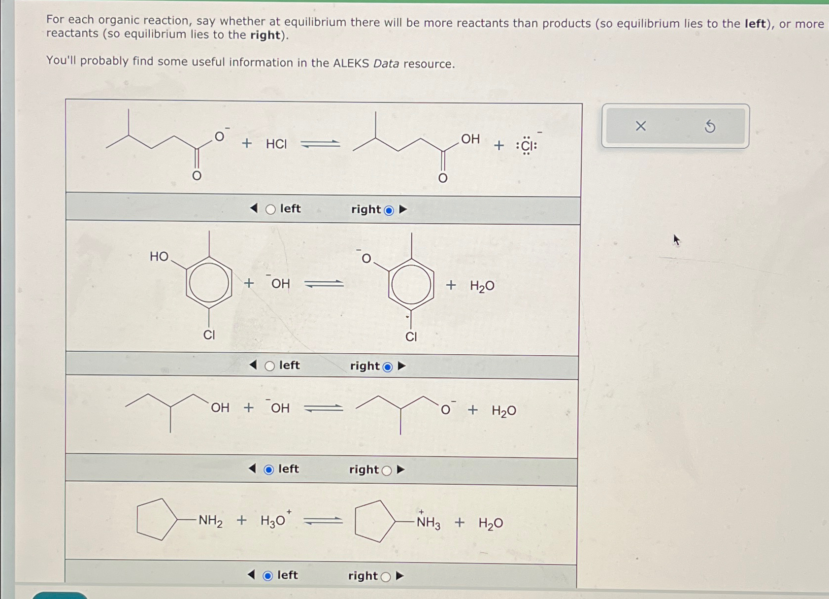 Solved For each organic reaction, say whether at equilibrium | Chegg.com