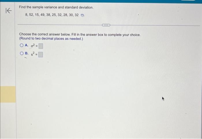 Solved Find the sample variance and standard deviation. | Chegg.com