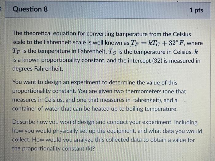 The theoretical equation for converting temperature | Chegg.com