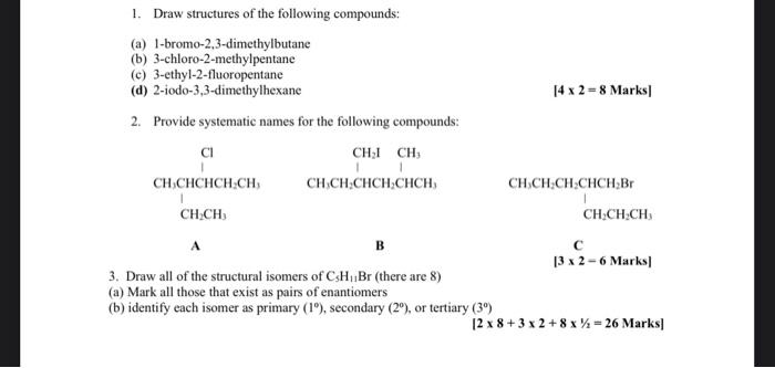 Solved 1. Draw structures of the following compounds: (a) | Chegg.com