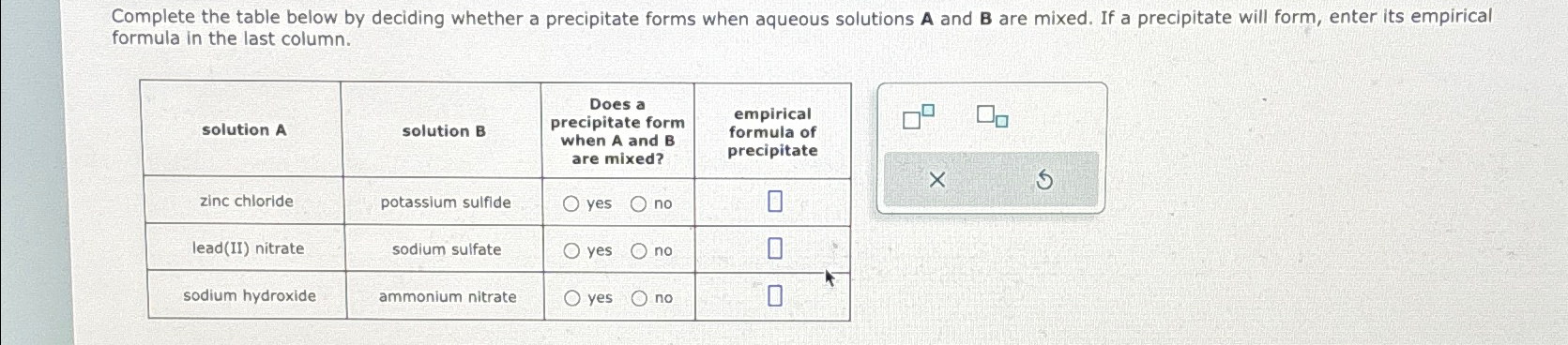 Solved Complete the table below by deciding whether a | Chegg.com