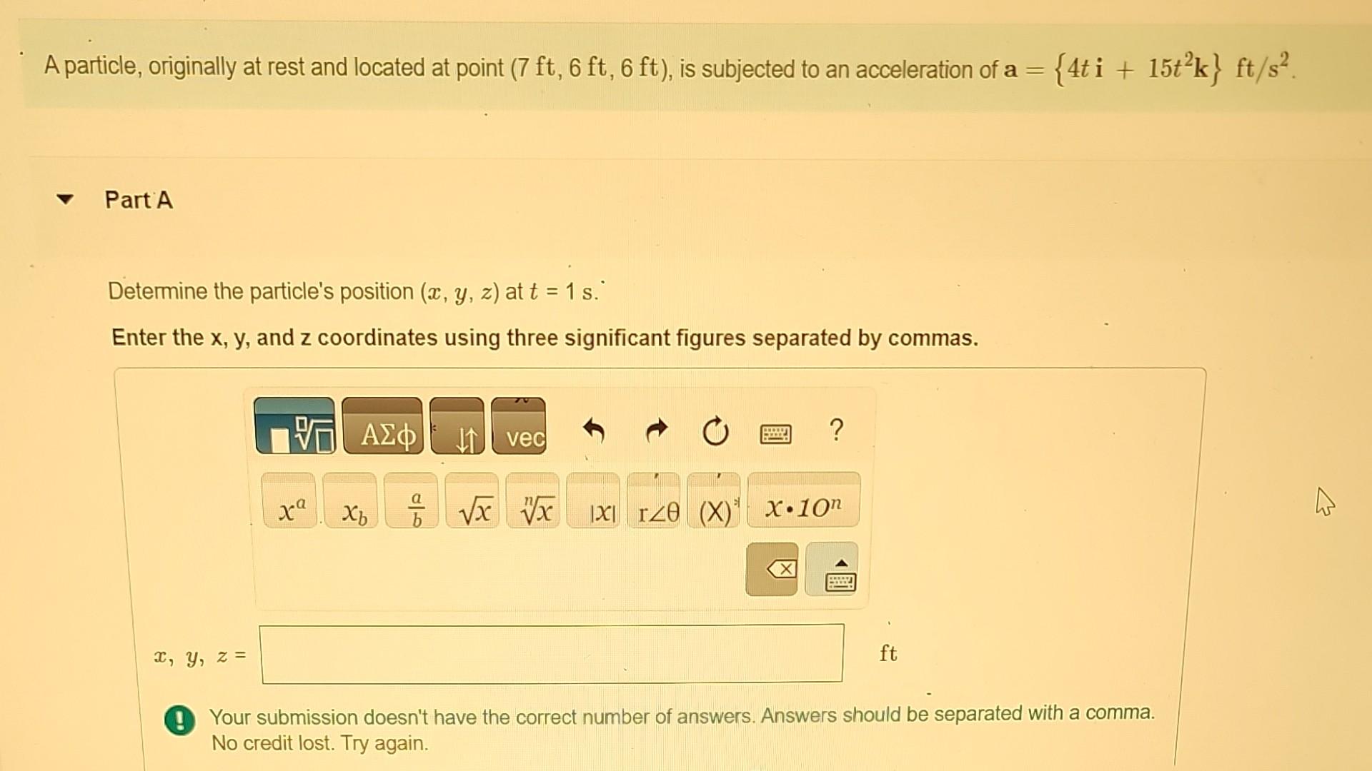 Solved A particle, originally at rest and located at point | Chegg.com