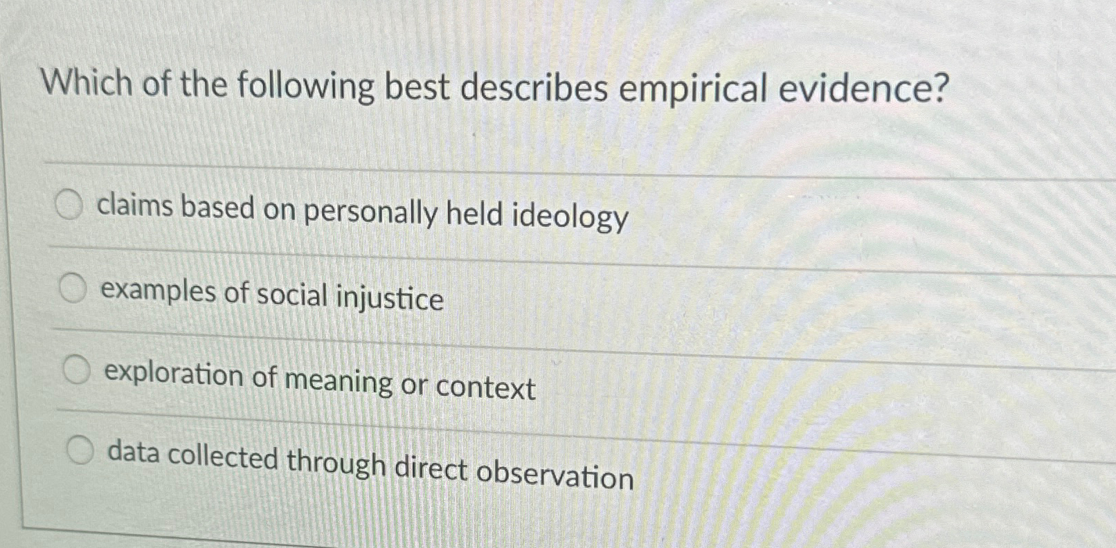 Solved Which of the following best describes empirical | Chegg.com
