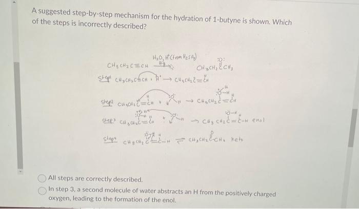 Solved A suggested step-by-step mechanism for the hydration | Chegg.com