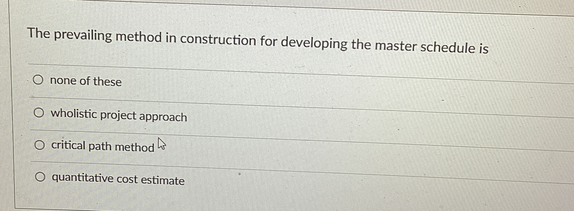 Solved The prevailing method in construction for developing | Chegg.com