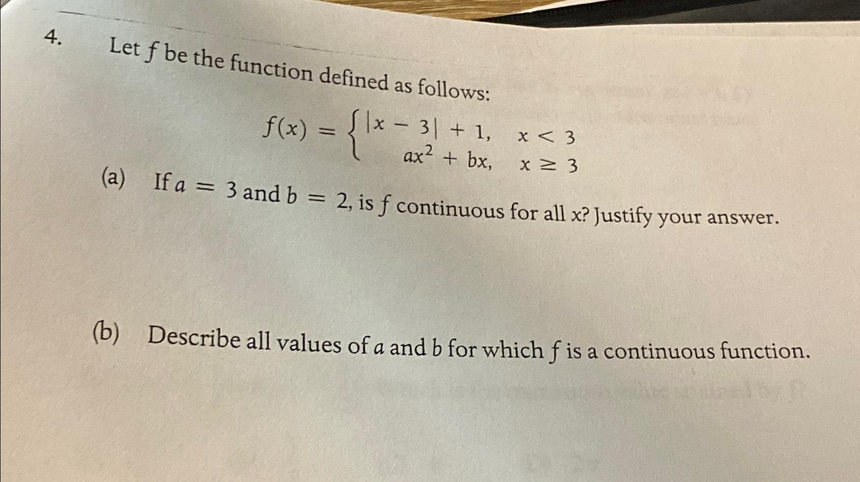 Solved Let f ﻿be the function defined as | Chegg.com
