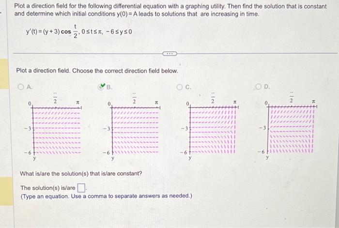 Solved Plot a direction field for the following differential | Chegg.com