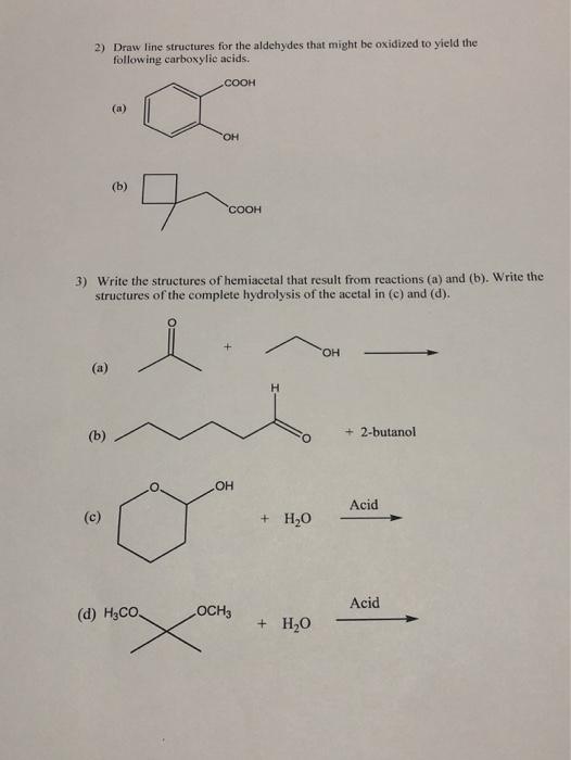 Solved 2) Draw line structures for the aldehydes that might | Chegg.com
