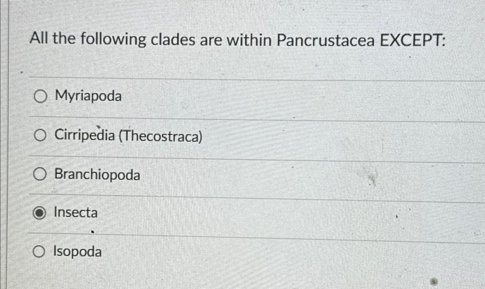Solved All the following clades are within Pancrustacea | Chegg.com