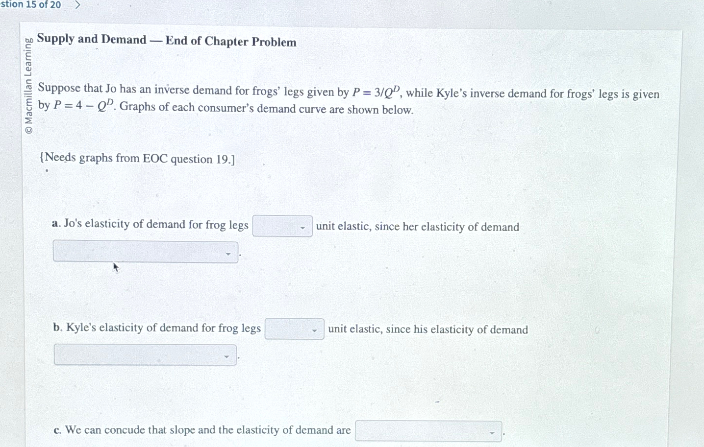 Solved stion 15 ﻿of 20Supply and Demand - ﻿End of Chapter | Chegg.com