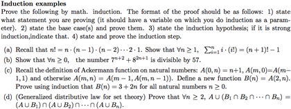 Induction example Prove the following by math, | Chegg.com
