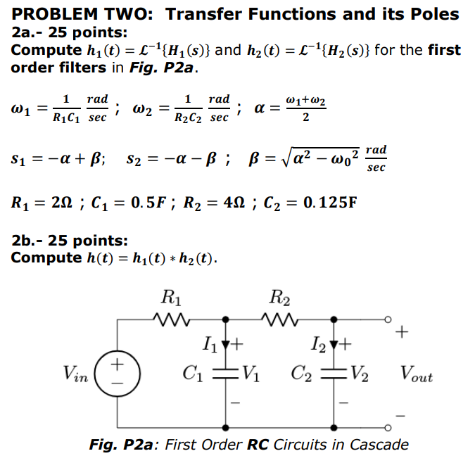 PROBLEM TWO: Transfer Functions and its Poles2a.- 25 | Chegg.com