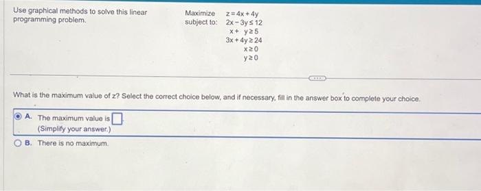 Solved Use graphical methods to solve this linear | Chegg.com