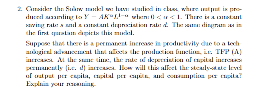 Solved Consider the Solow model we have studied in class, | Chegg.com