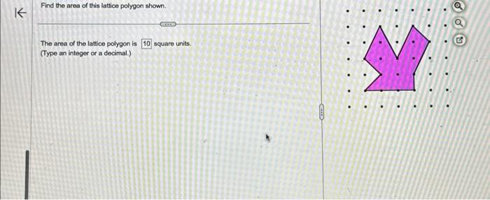 Solved Find the area of this lattice polygon shown. The area | Chegg.com