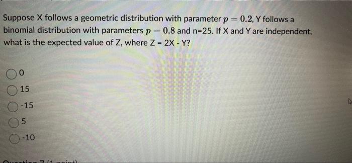 Solved Suppose X follows a geometric distribution with | Chegg.com