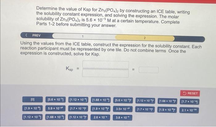 Solved Determine the value of Ksp for Zn3(PO4)2 by | Chegg.com