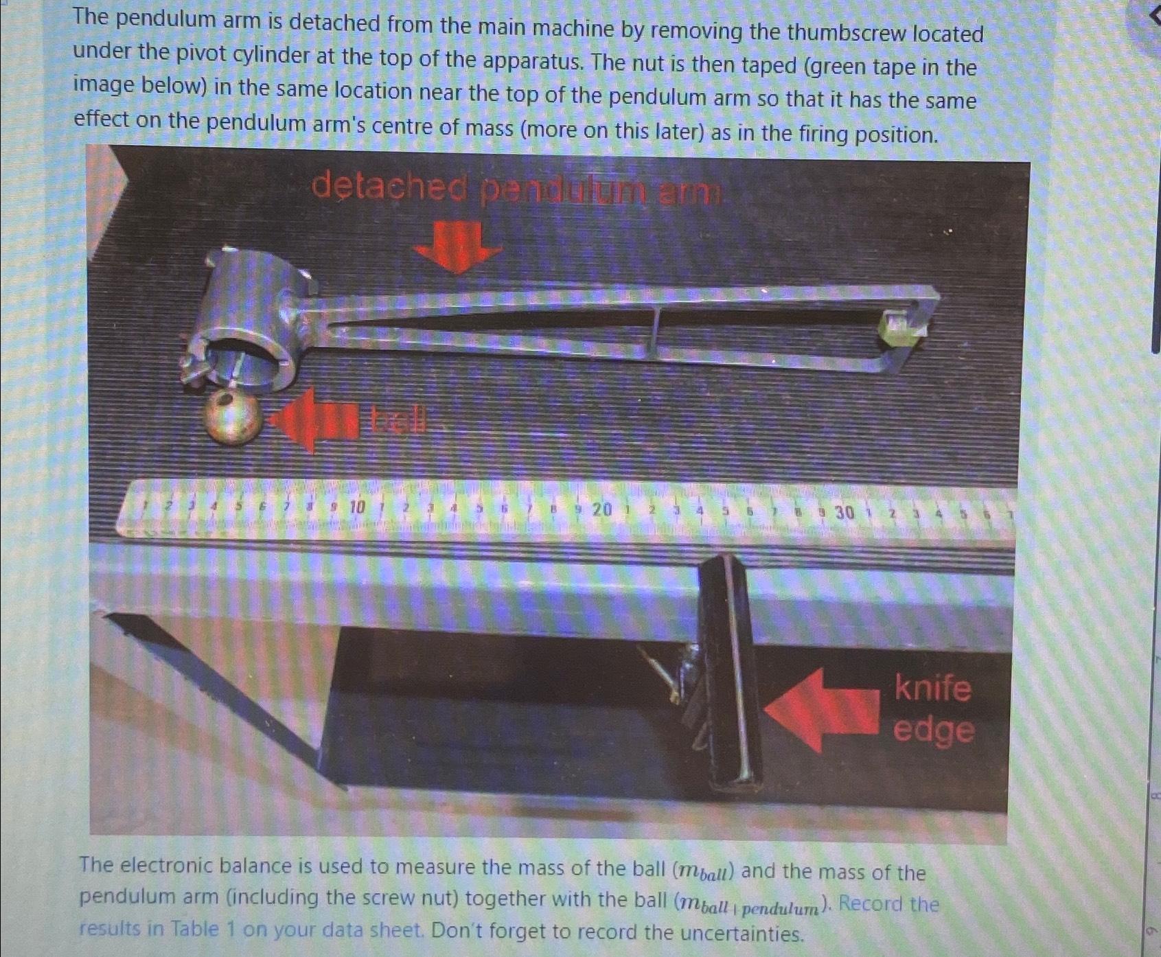 Solved The pendulum arm is detached from the main machine by | Chegg.com