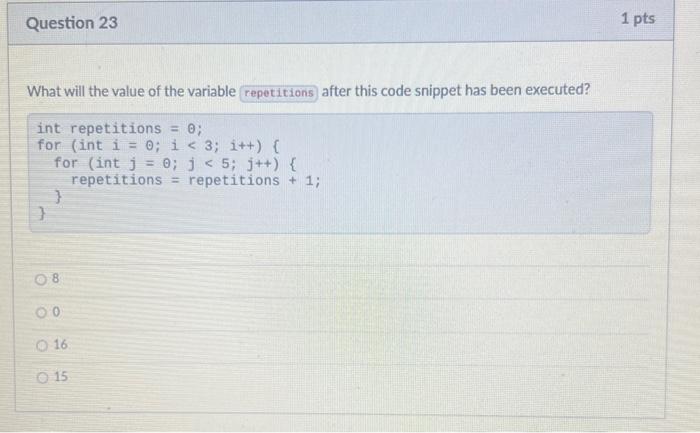 Solved Which of the following code segments will produce the | Chegg.com