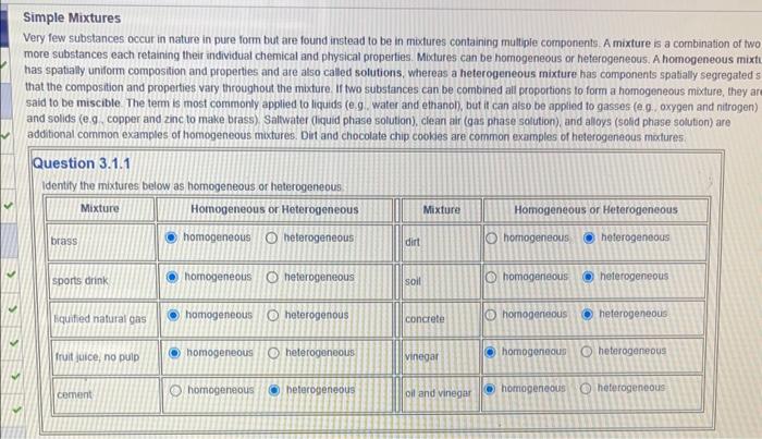 Solved Simple Mixtures Very few substances occur in nature | Chegg.com
