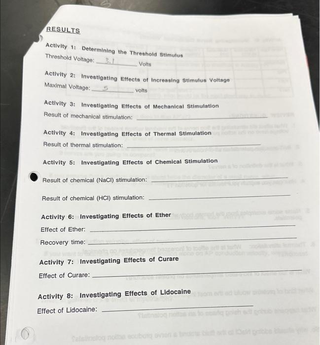 Solved Activity 5: Investigating Effects of Chemical | Chegg.com