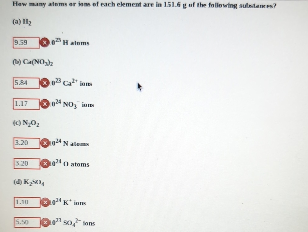 Solved How many atoms or ions of each element are in 151.6g | Chegg.com