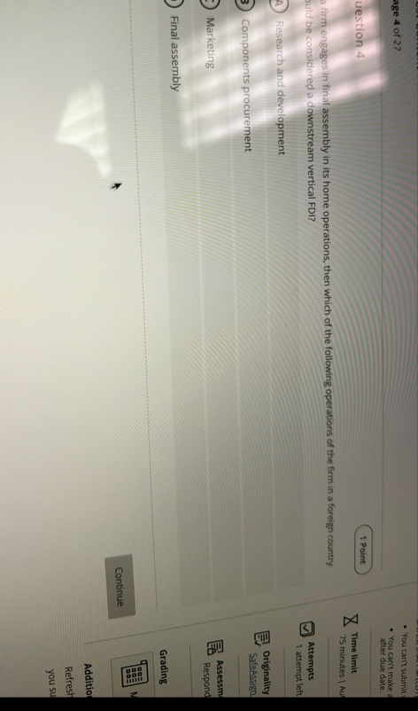 Solved age 4 ﻿of 27uestion 4firm engages in final assembly | Chegg.com