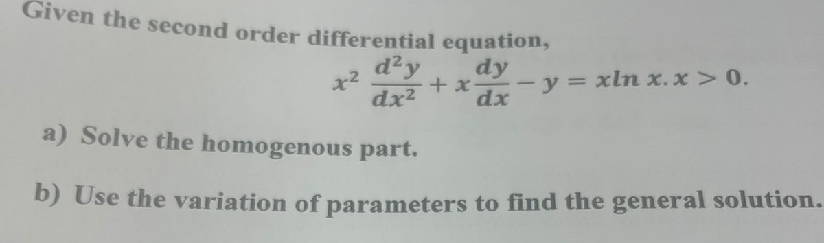 Solved Given the second order differential | Chegg.com