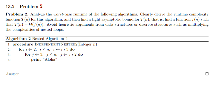 Solved 13.2 ﻿Problem 2Problem 2. ﻿Analyze the worst-case | Chegg.com