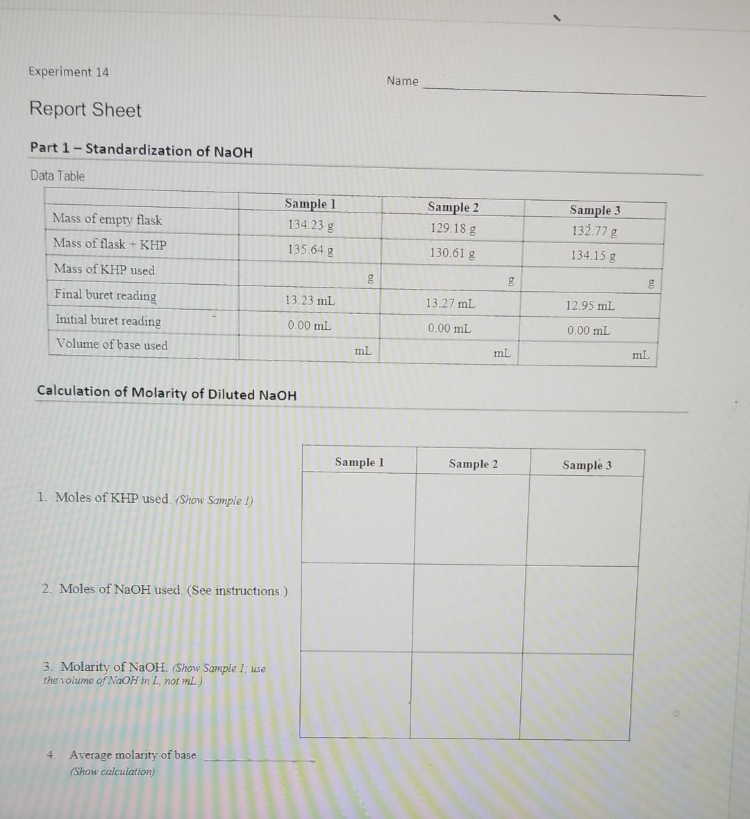 Solved Experiment 14 ACID-BASE TITRATIONS Background: | Chegg.com