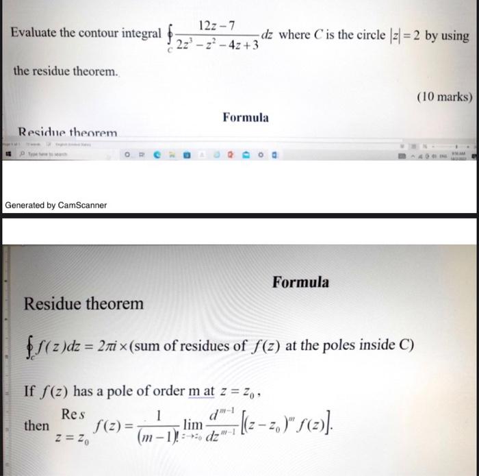 Solved Evaluate the contour integral 12z - 7 6 dz where is | Chegg.com