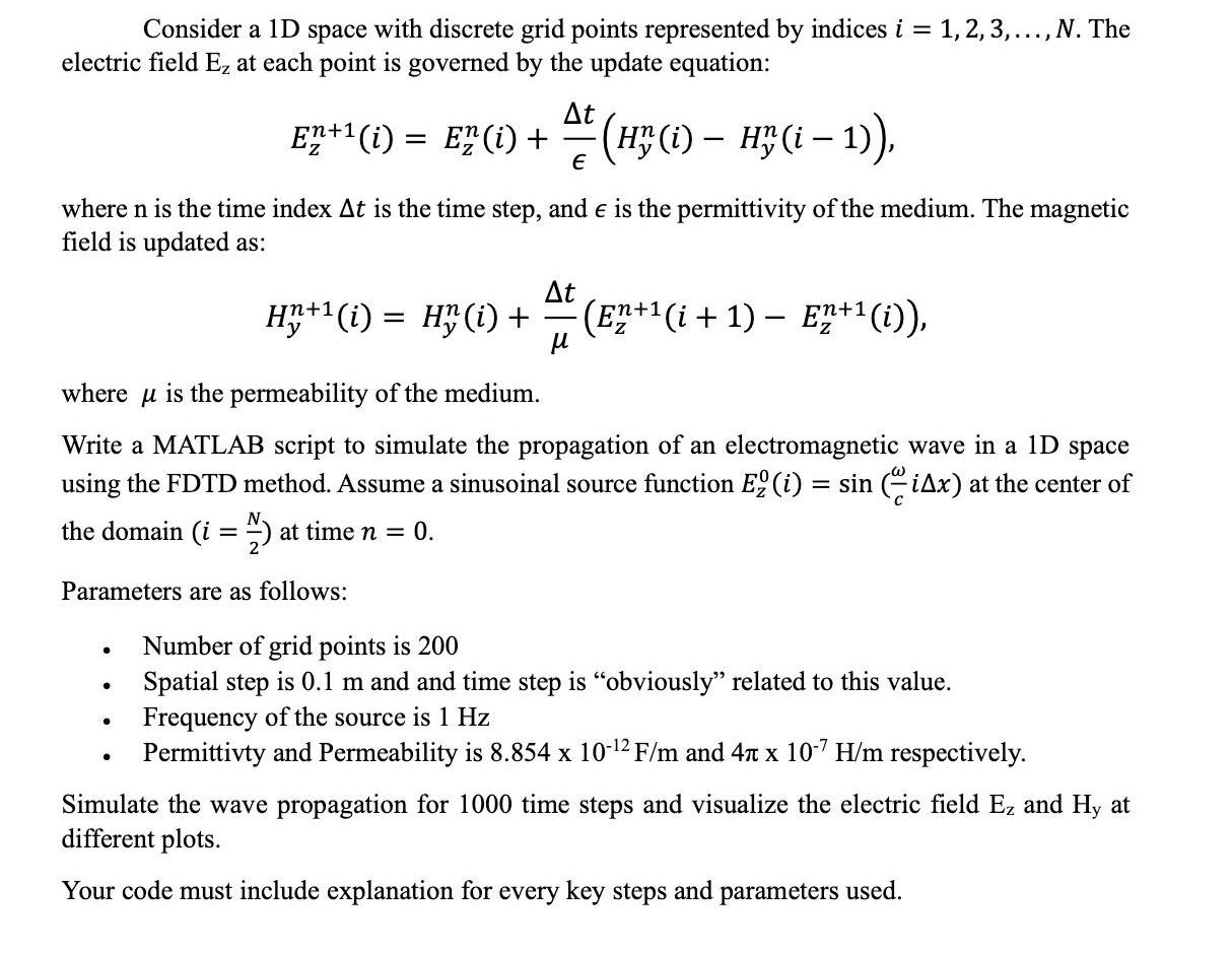 Solved Consider a 1D space with discrete grid points | Chegg.com