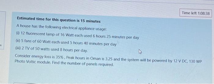 Solved Time left 1:08:38 Estimated time for this question is | Chegg.com
