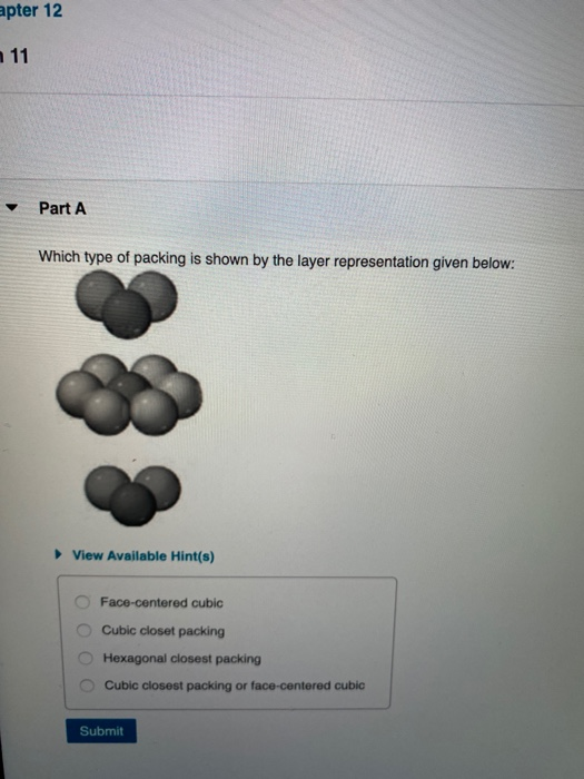 Solved apter 12 11 Part A Which type of packing is shown by | Chegg.com