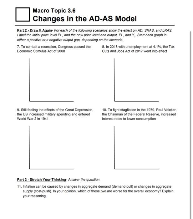 Solved Macro Topic 3.6 Changes in the AD-AS Model Part 1 - | Chegg.com
