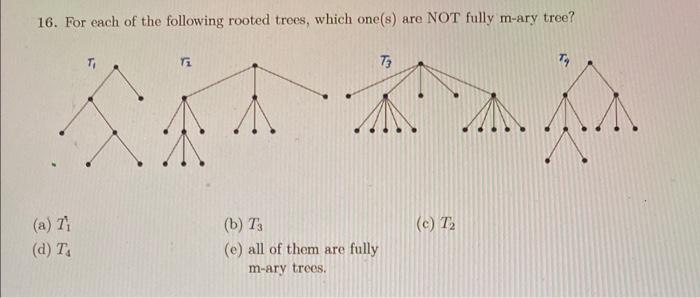 Solved 16. For each of the following rooted trees, which | Chegg.com