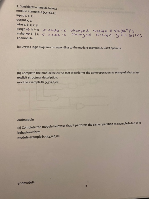 Solved 3. Consider the module below: module examplela | Chegg.com