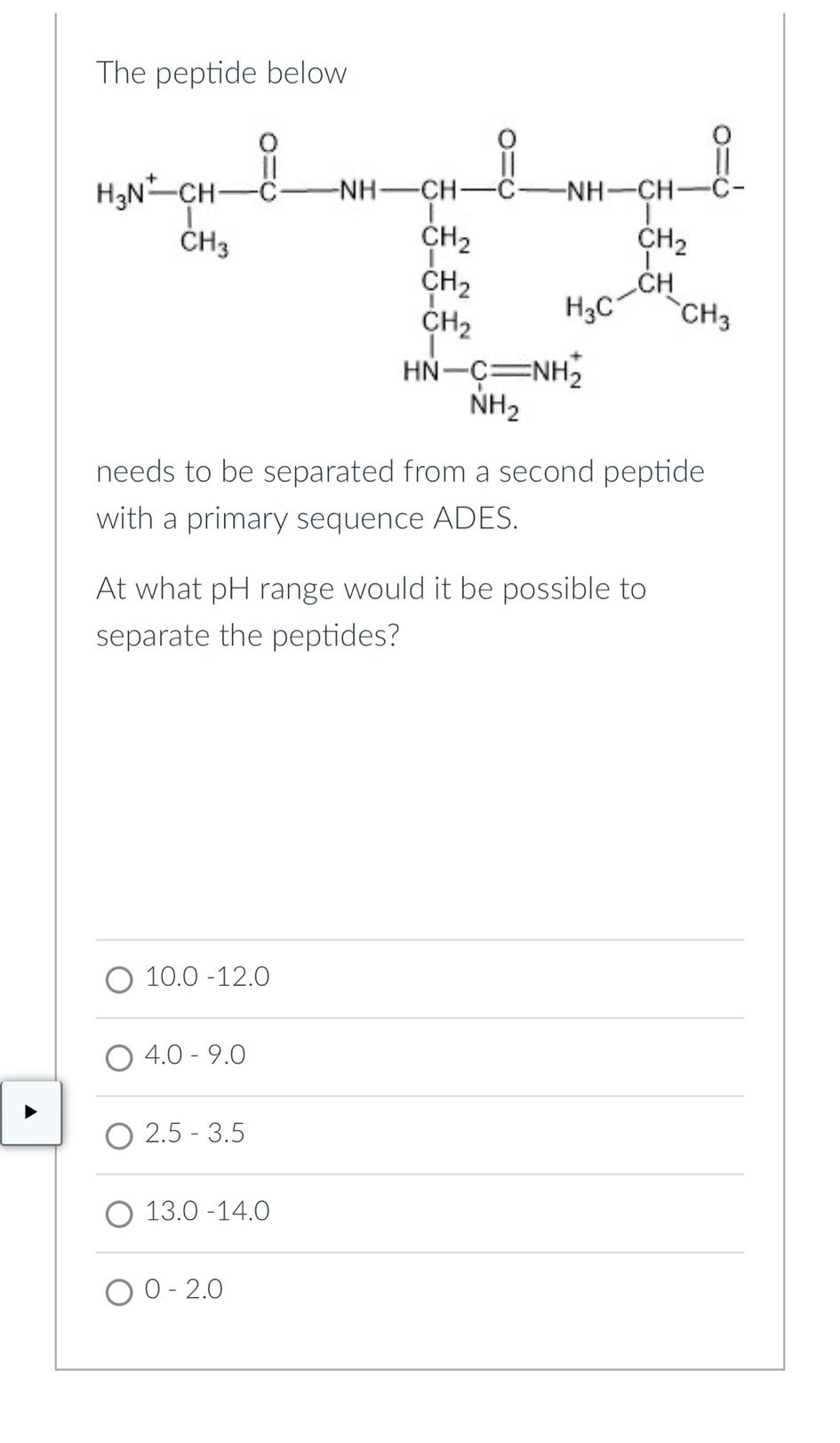 The peptide belowneeds to be separated from a second | Chegg.com