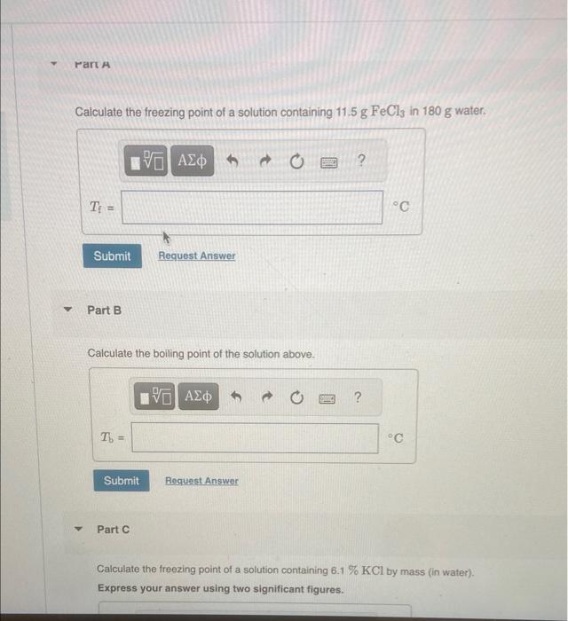 Solved Calculate the freezing point of a solution containing | Chegg.com