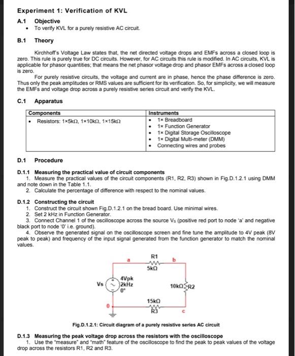 this is chart from the lab report verification of kvl | Chegg.com