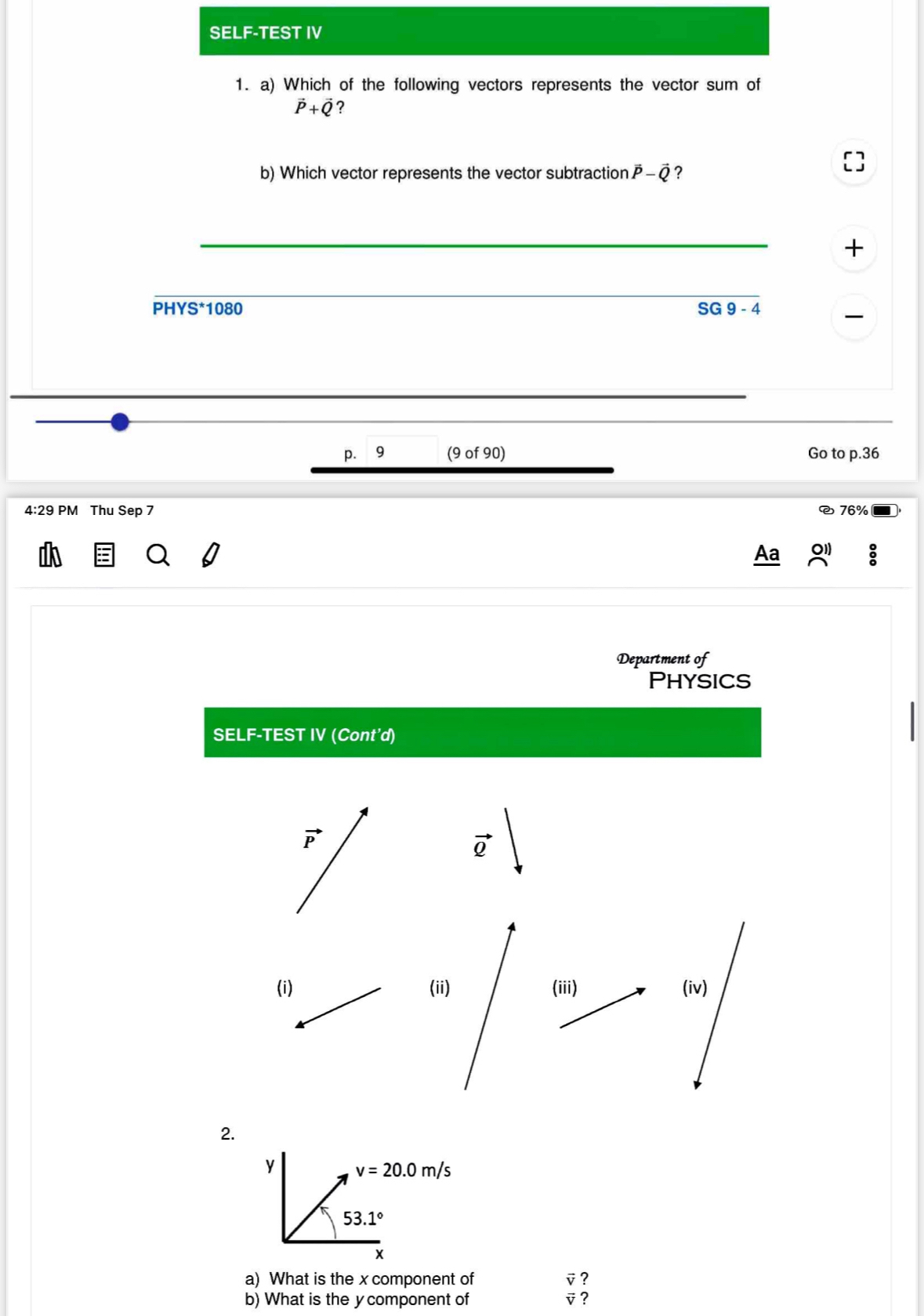 Solved by an EXPERT SELF-TEST IVa) ﻿Which of the following vectors ...