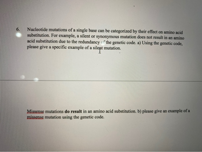 Solved Nucleotide mutations of a single base can be | Chegg.com