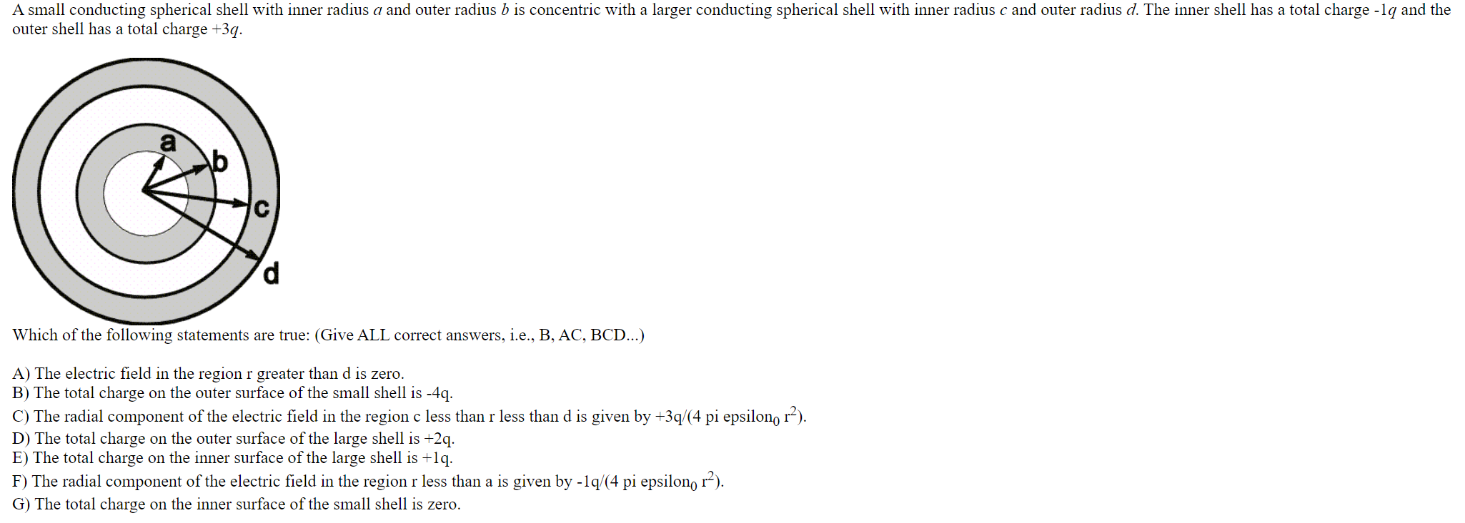Solved A small conducting spherical shell with inner radius | Chegg.com