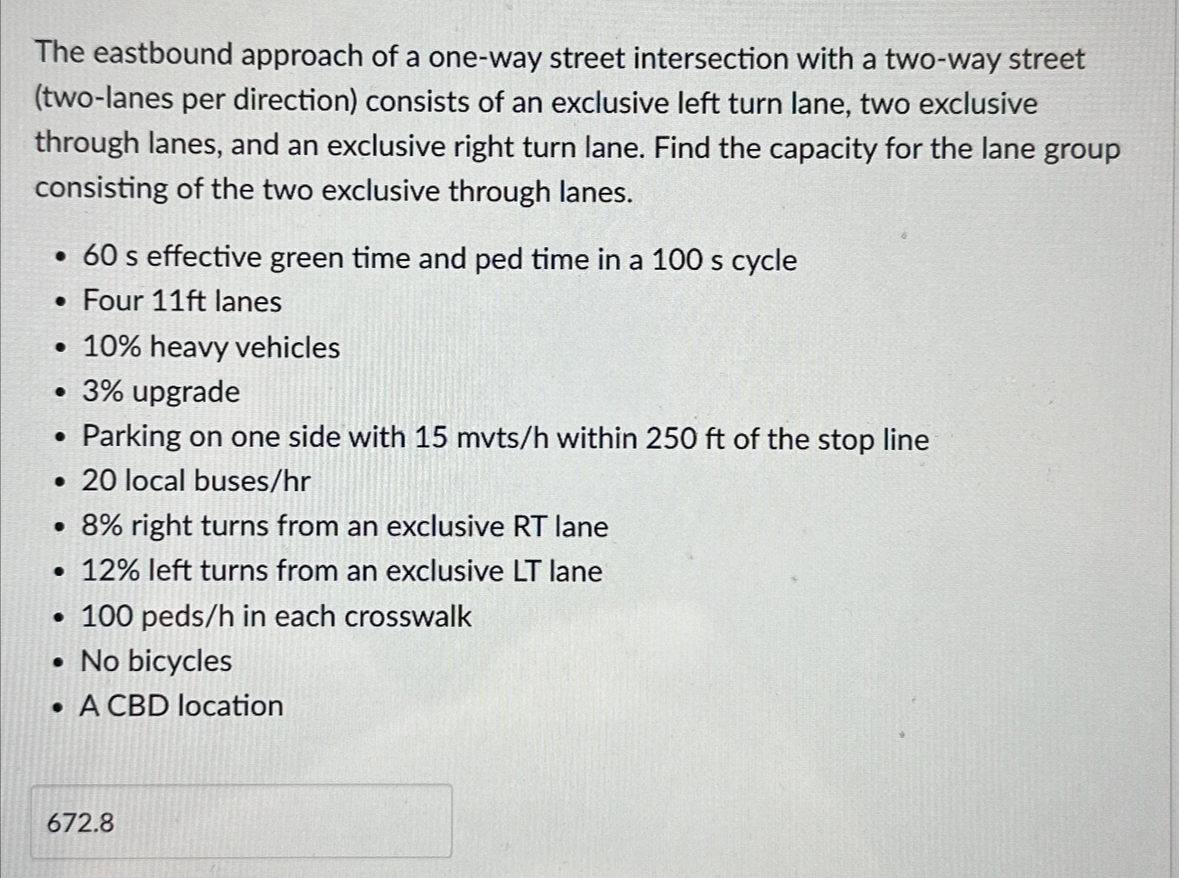 Solved The eastbound approach of a one-way street | Chegg.com