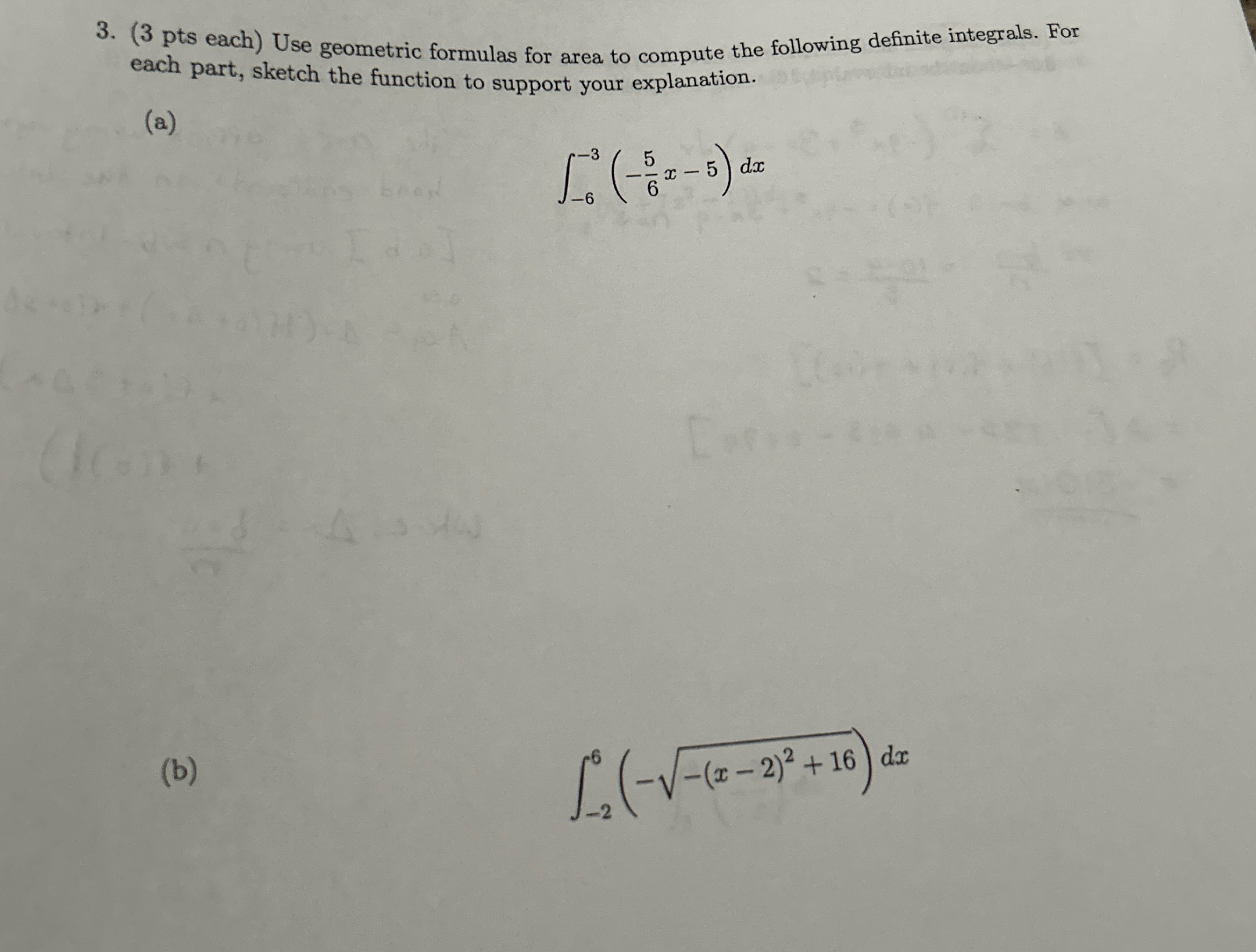 Solved (3 ﻿pts each) ﻿Use geometric formulas for area to | Chegg.com