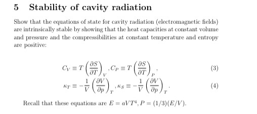 Solved 5 Stability of cavity radiation Show that the | Chegg.com