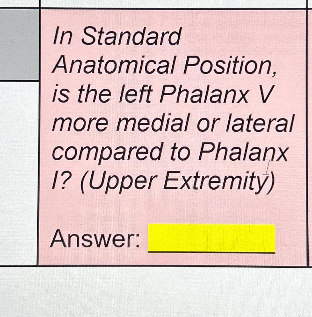 Solved In Standard Anatomical Position, is the left Phalanx | Chegg.com